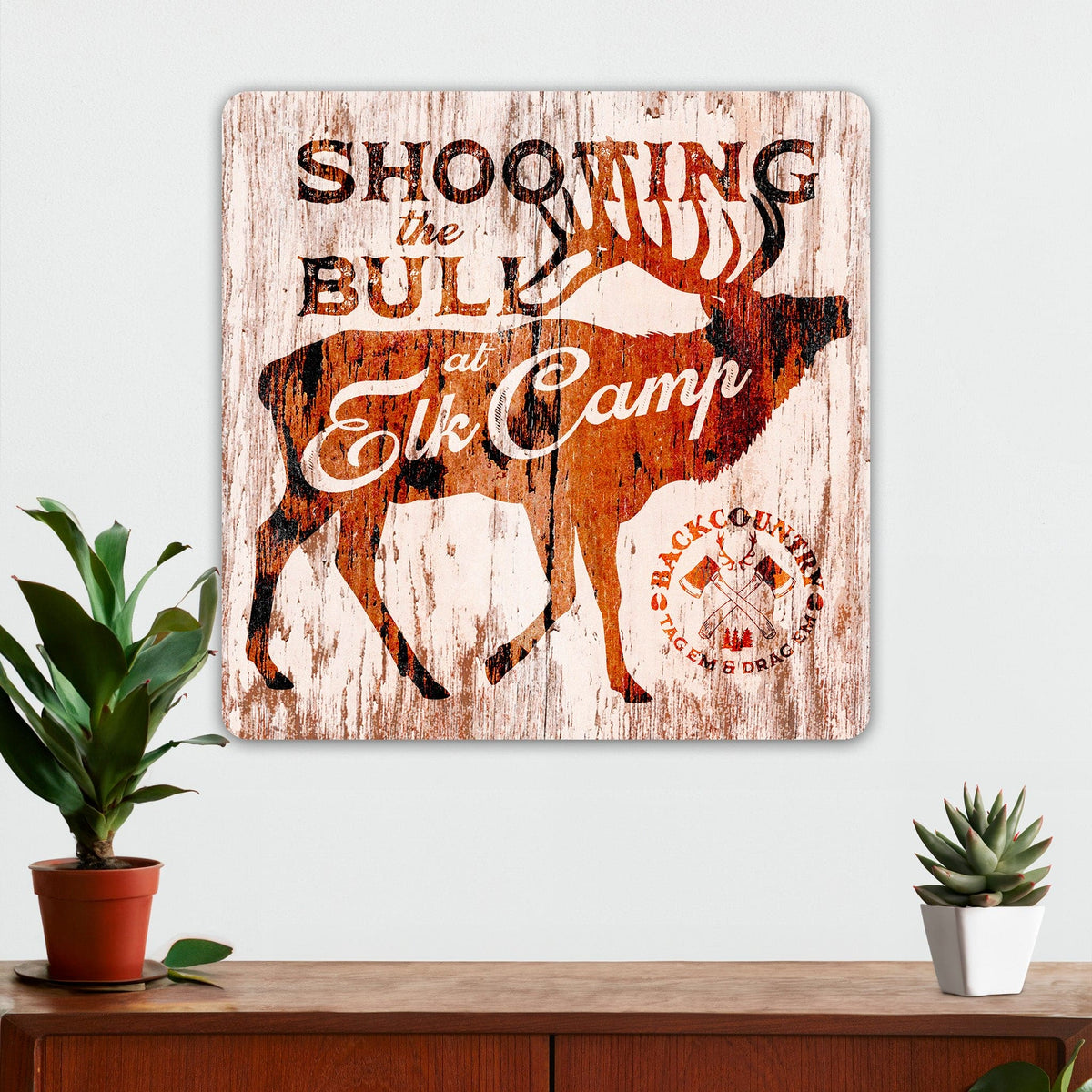 Deer Camp Sign | Elk Wall Decor | "Shooting The Bull At Elk Camp ...