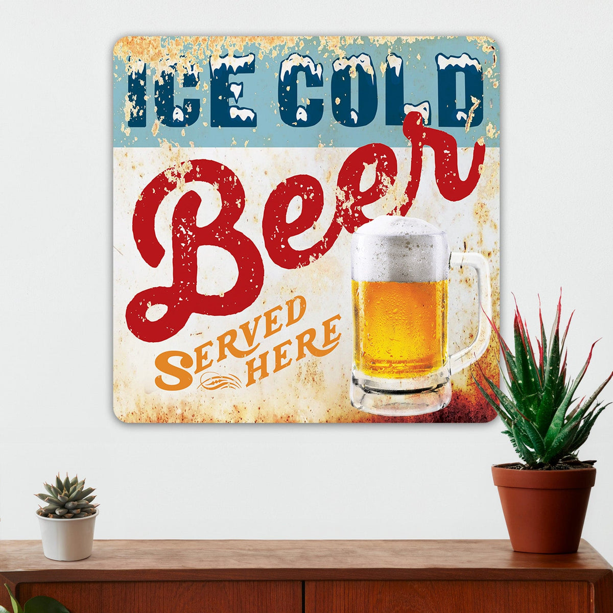 Ice Cold Beer Sign | Old Style Beer Sign | "Ice Cold Beer Served Here ...