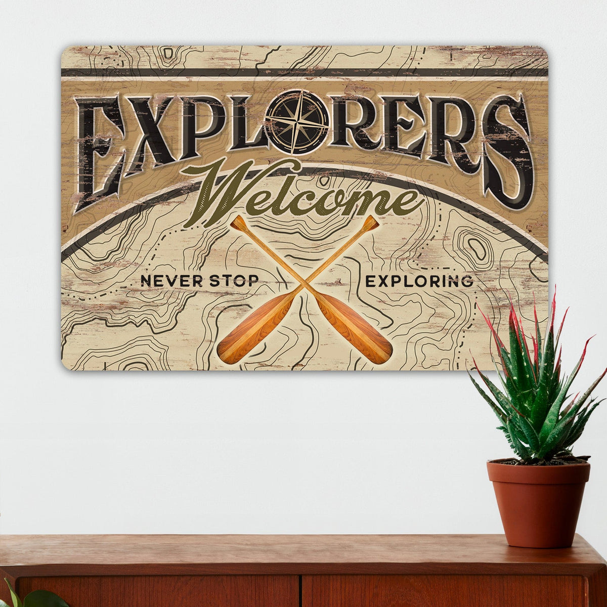Unique Adventure Decor | Gift For Traveler | "Explorers Welcome ...